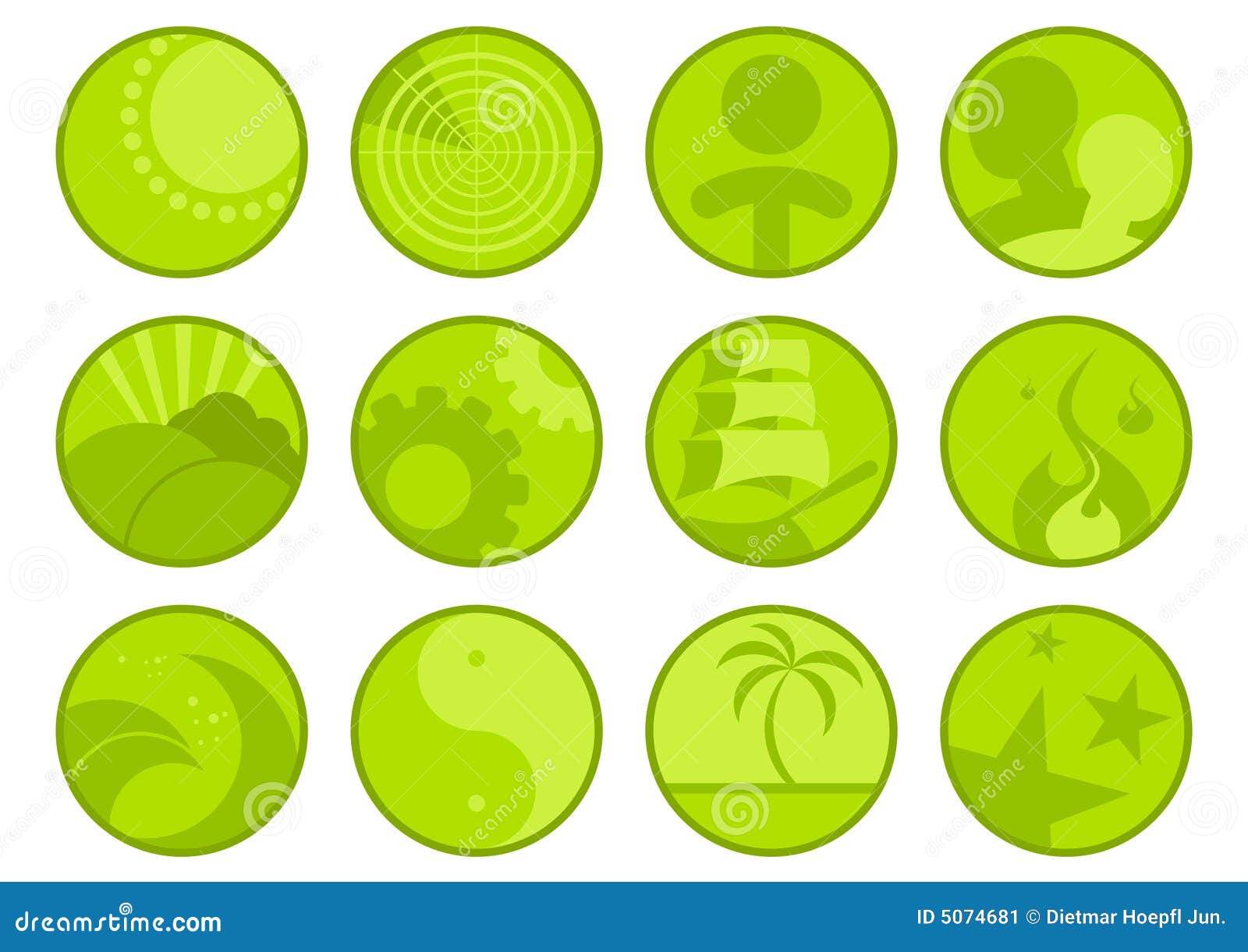 Conjunto de iconos verdes ilustración del vector. Ilustración de ...