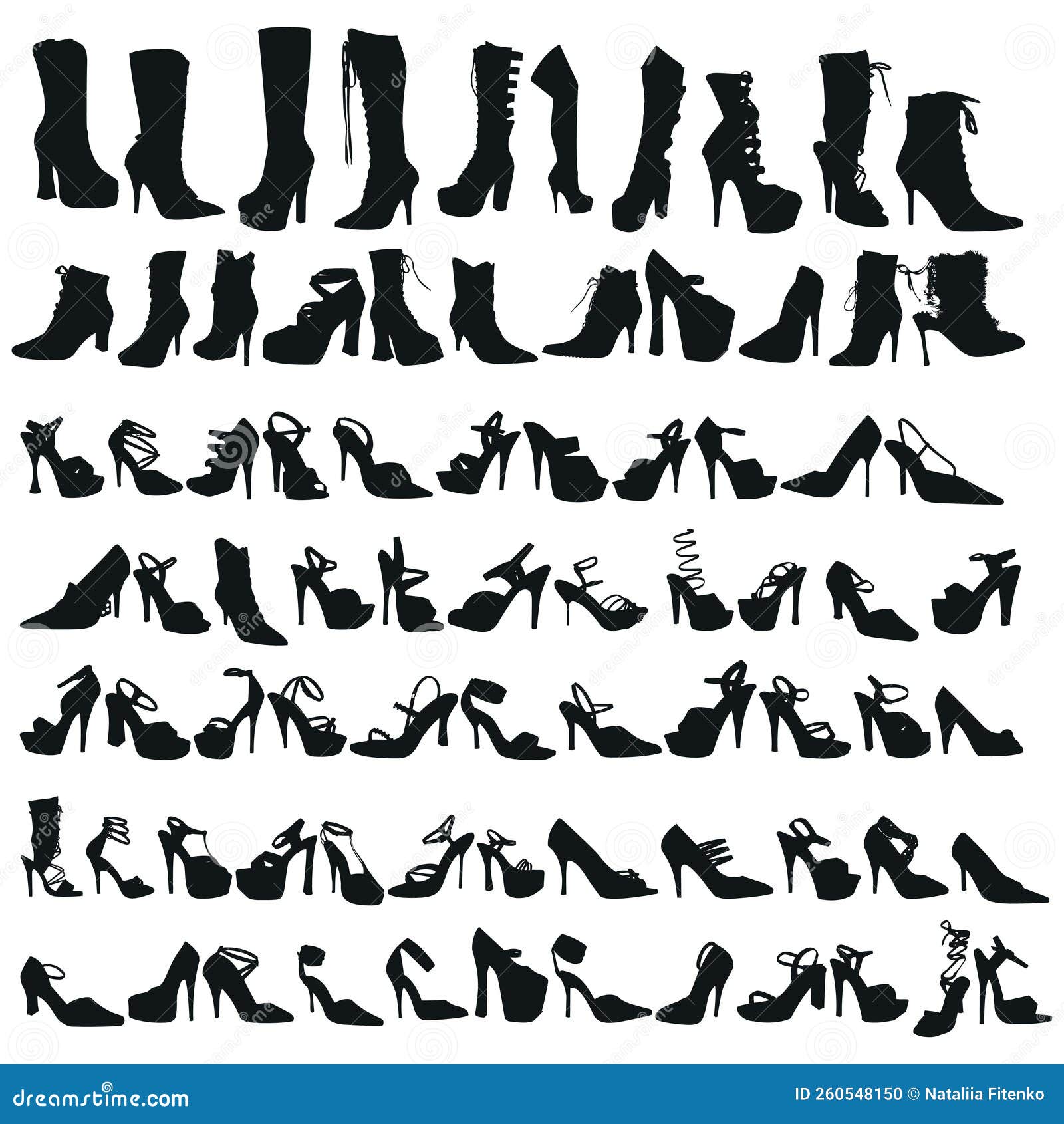 Conjunto De Iconos De Zapatos Y Botas Para Mujeres Stock De Ilustración Ilustración De Nadie