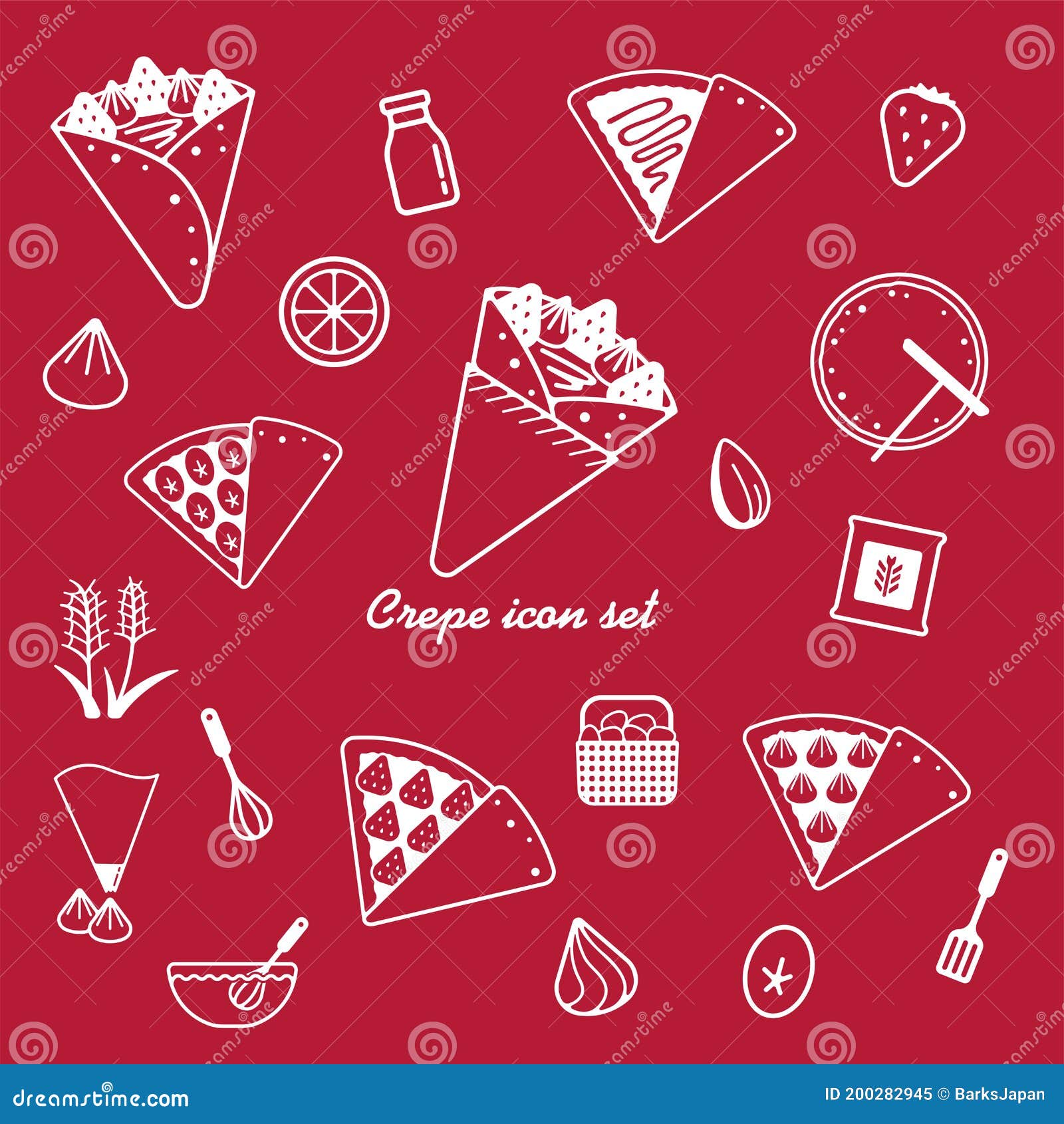 Conjunto De Ilustraciones De Icono Crepe&sweets Ilustración del Vector ...