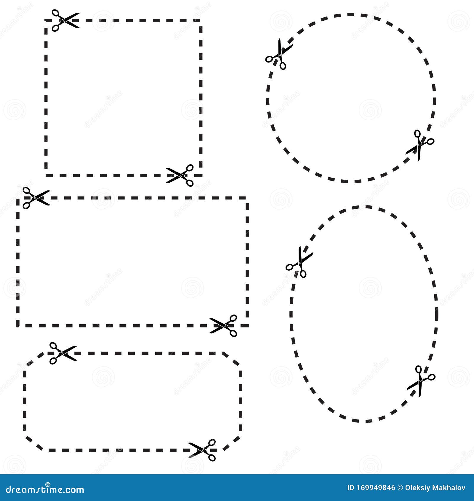 Conjunto De Ilustraciones De Un Rectángulo De Cupón Cortado Con Tijeras ...