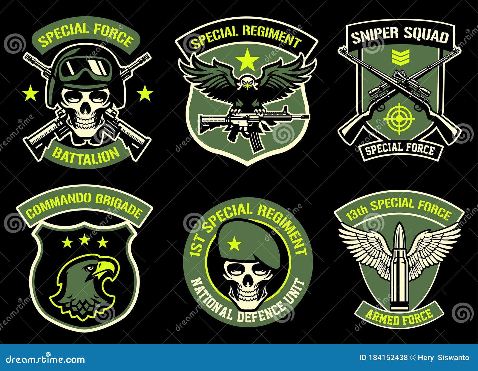 Conjunto De Insignias Militares Ilustración del Vector - Ilustración de ...