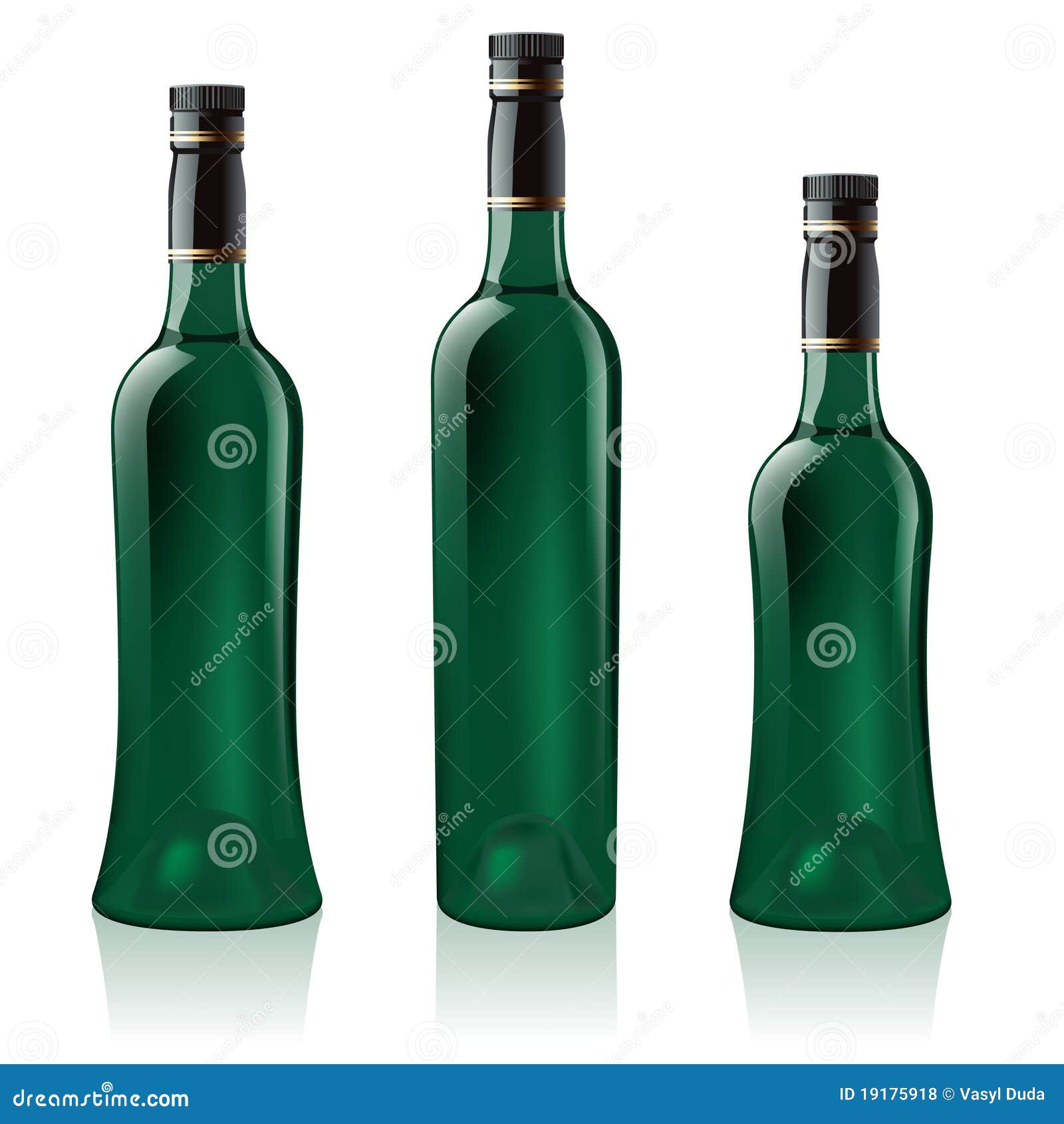 Conjunto De La Botella De Vino Verde Fotos de archivo libres de ...