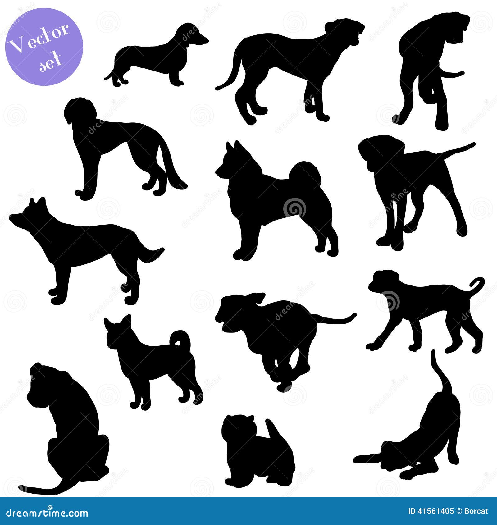 Conjunto De La Silueta De Los Perros Vector Ilustración del Vector ...