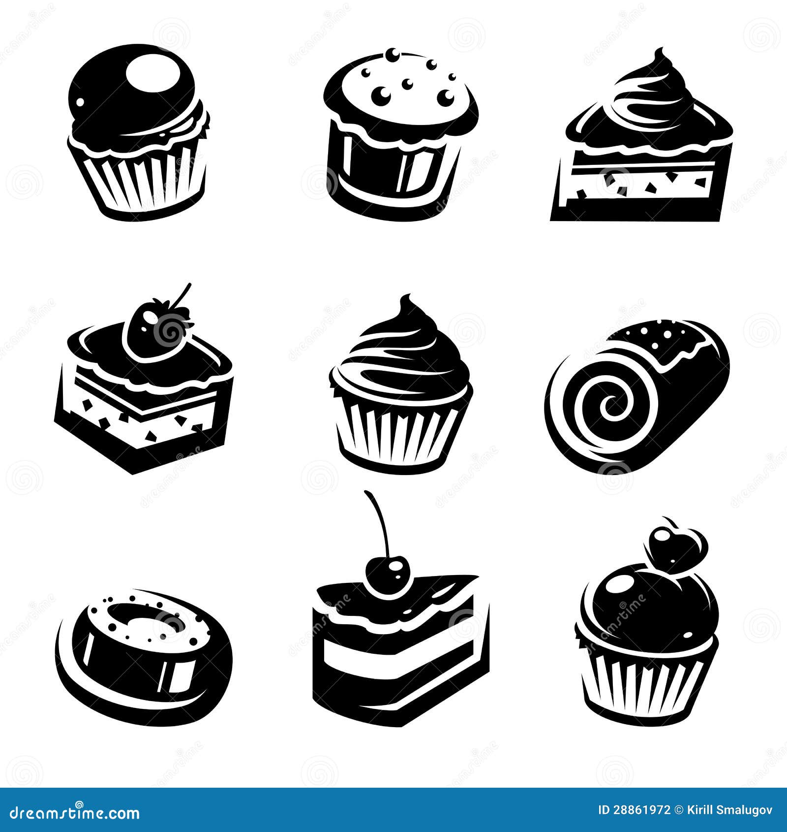 Conjunto De La Torta. Vector Ilustración del Vector - Ilustración de ...