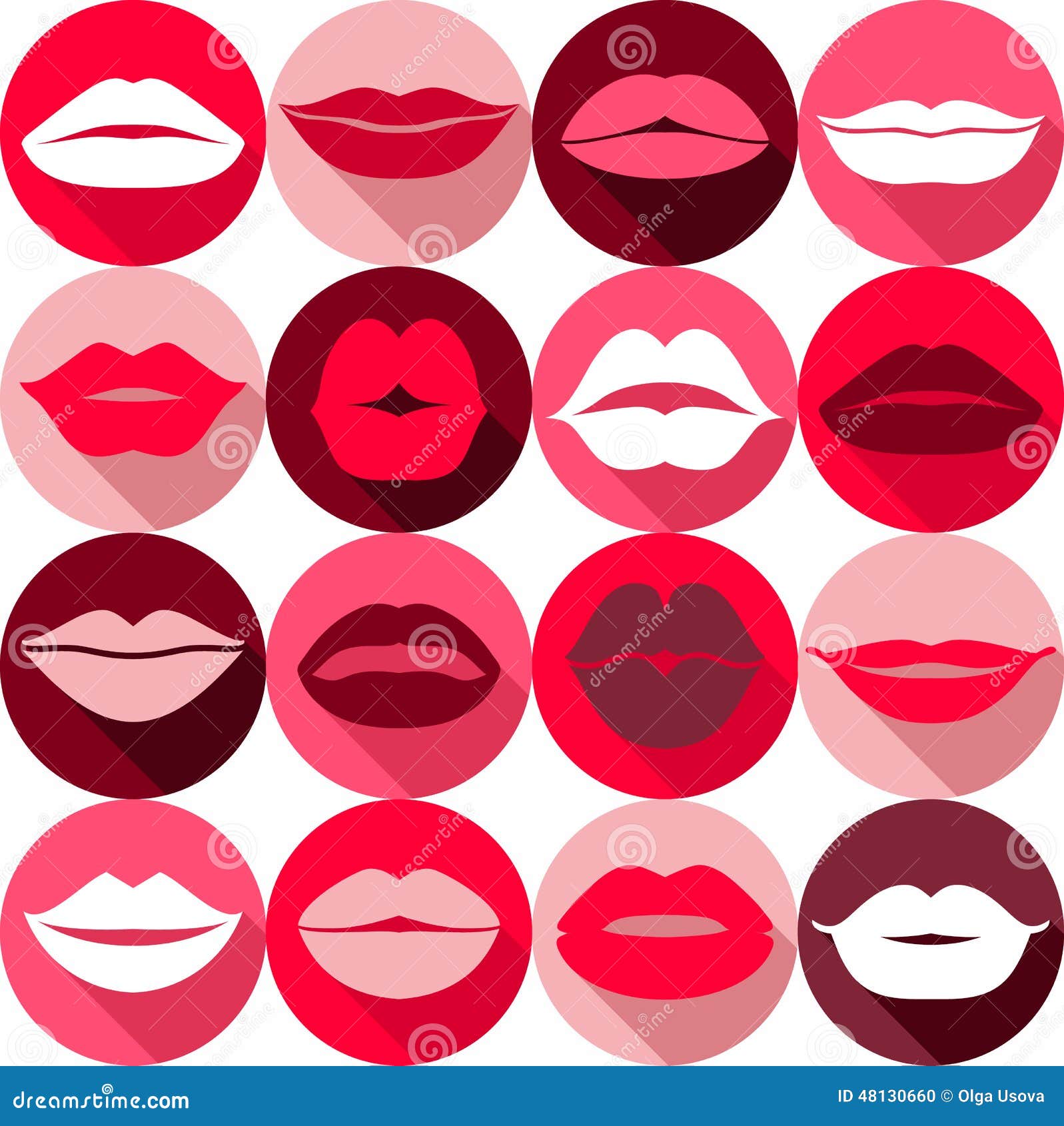 Conjunto De Labios Iconos Planos Ilustración del Vector - Ilustración ...