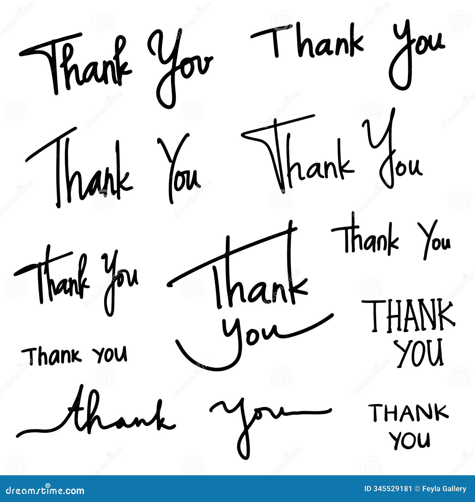 Conjunto De Letras De Agradecimiento Ilustración del Vector ...