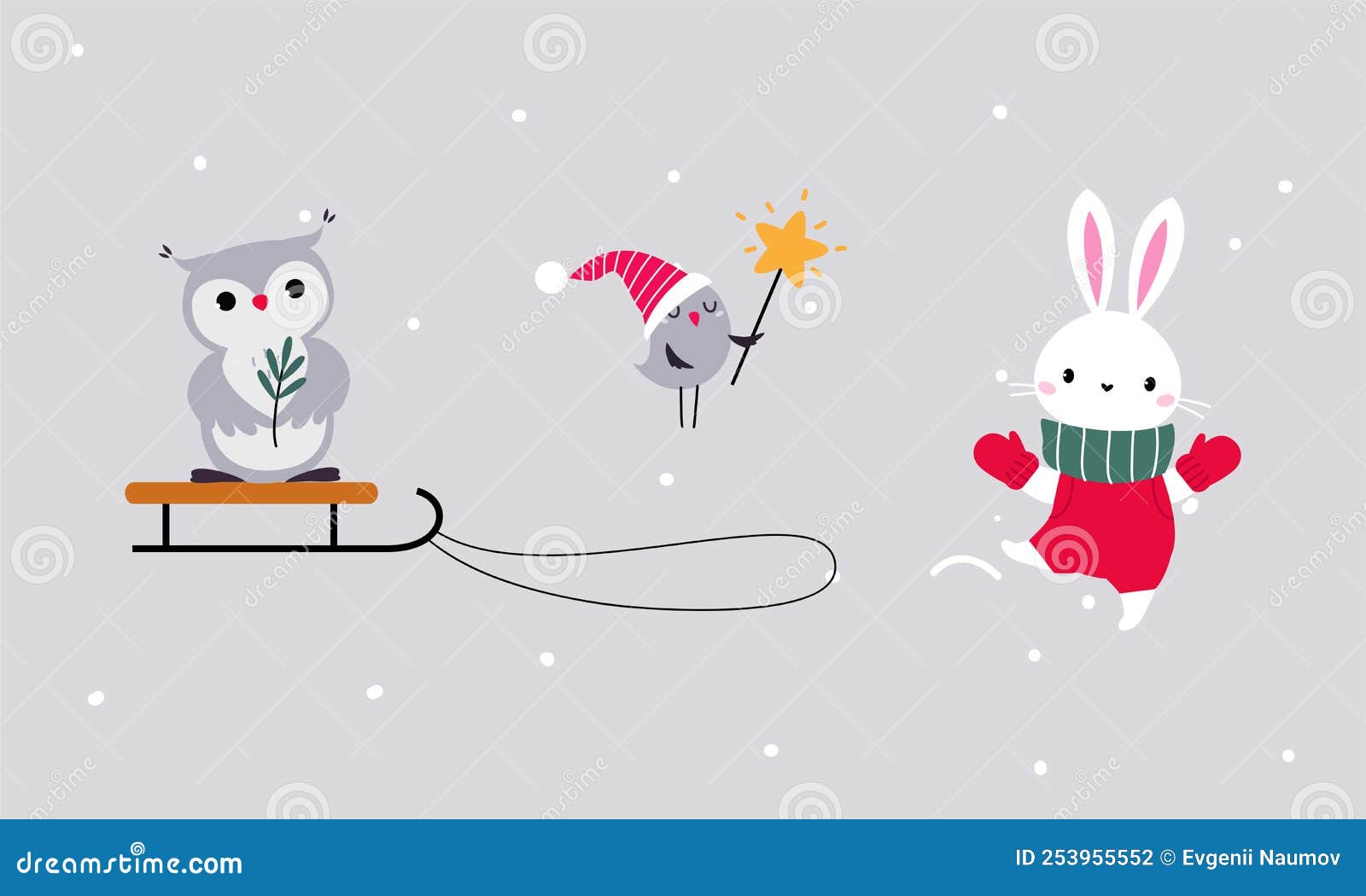 Conjunto De Lindos Animales De Bosque De Invierno. Dibujos Vectoriales ... Conjunto De Lindos Animales De Bosque De Invierno. Dibujos Vectoriales ...