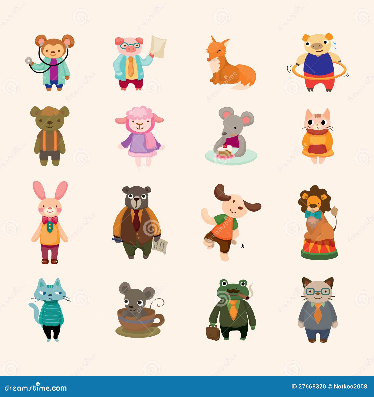 Conjunto De Los Iconos Animales Ilustración del Vector - Ilustración de ...