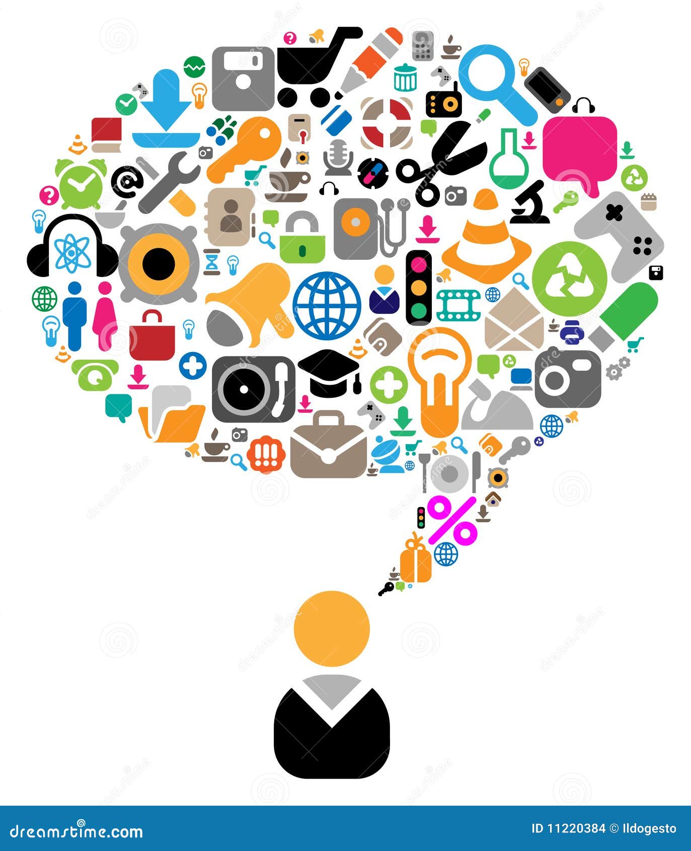 Conjunto De Los Iconos Para Los Temas De La Conversación Ilustración ...