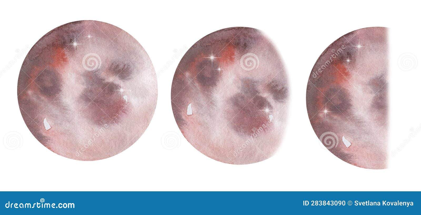 Conjunto De Lua Marrom Com Aquarela Ilustração Stock - Ilustração de ...