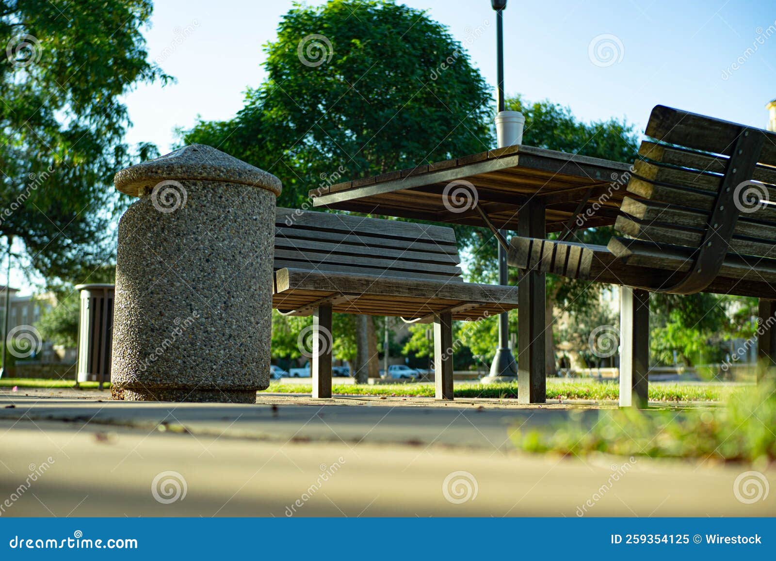 Conjunto De Madeira De Bancada De Piquenique E Mesa Num Parque. Imagem ...