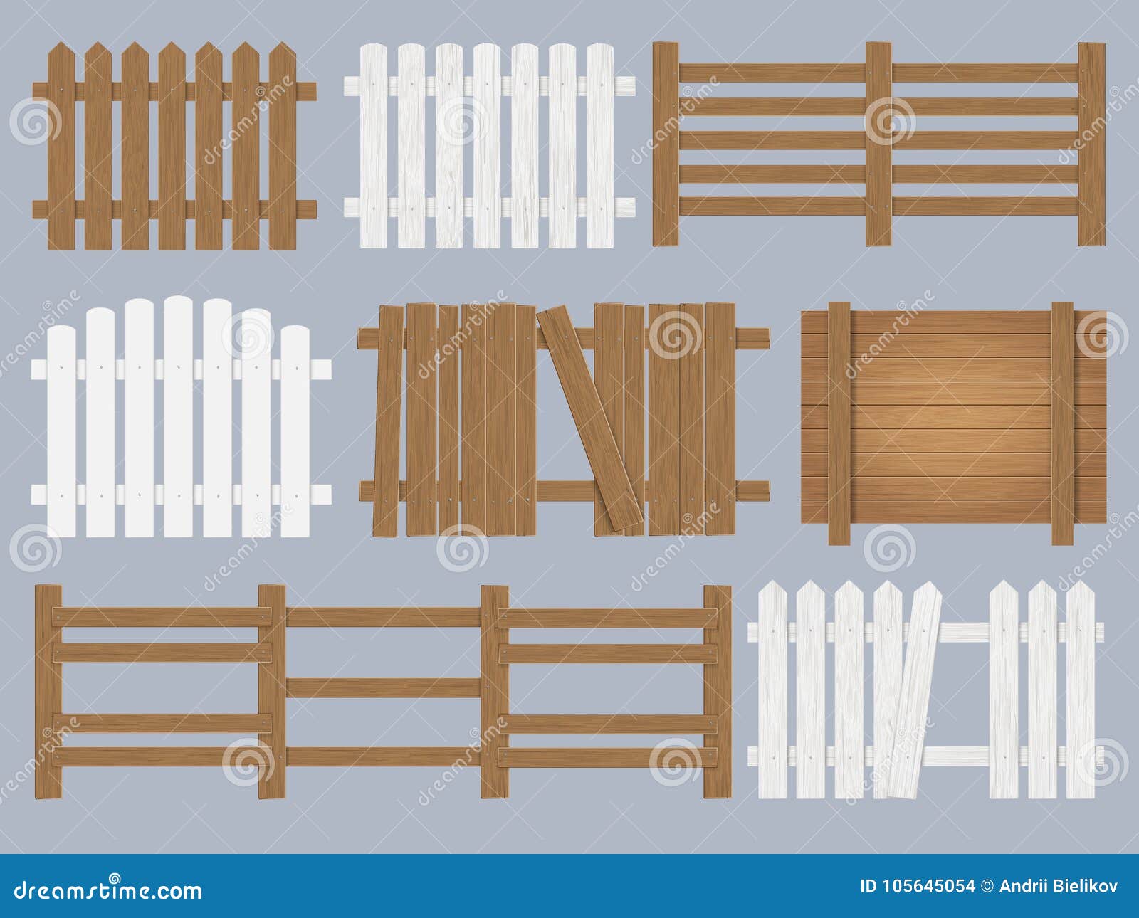 Conjunto De Madera De La Cerca Ilustración del Vector - Ilustración de ...