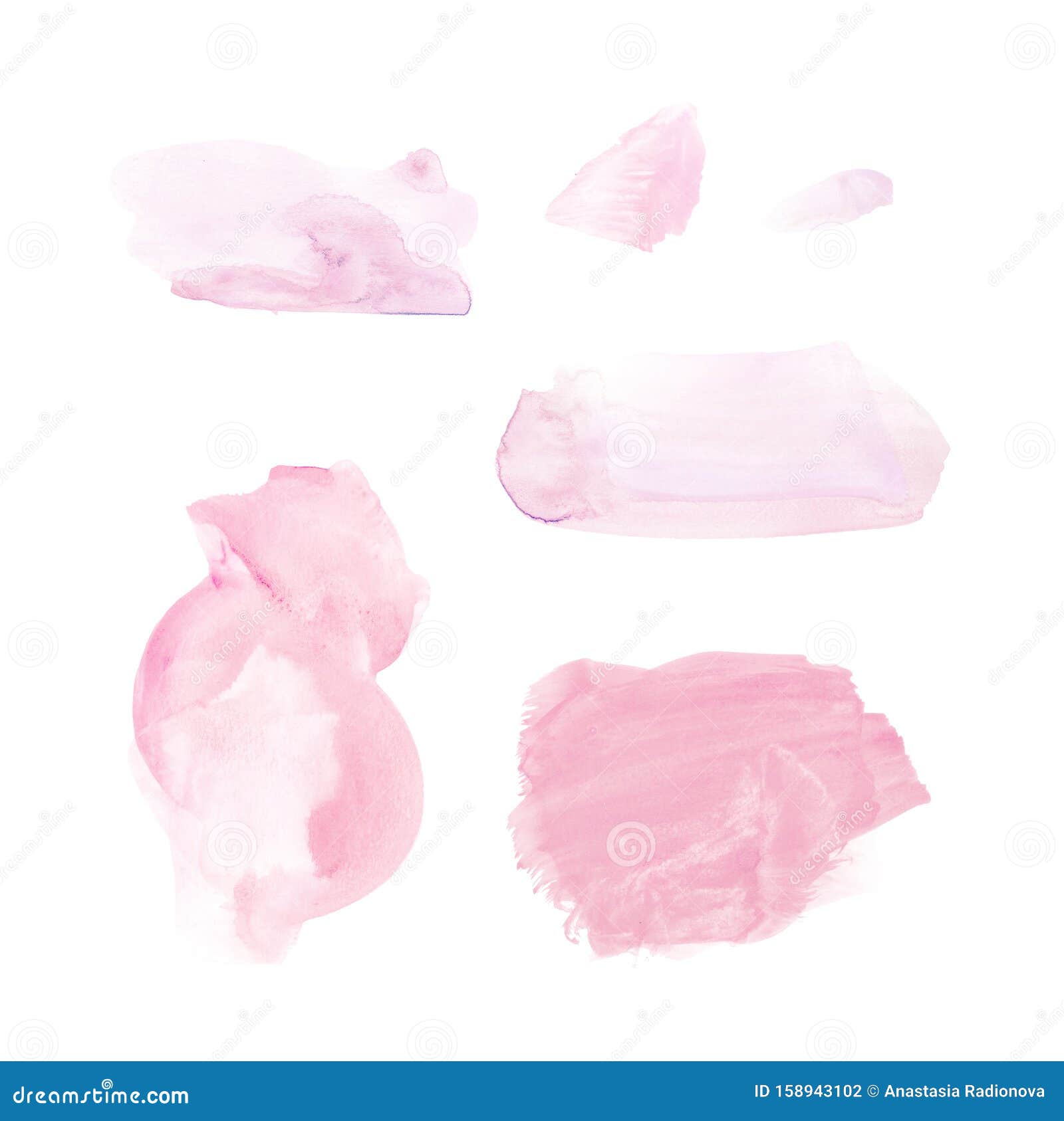 Conjunto De Manchas De Color Rosa a Mano Stock de ilustración ...