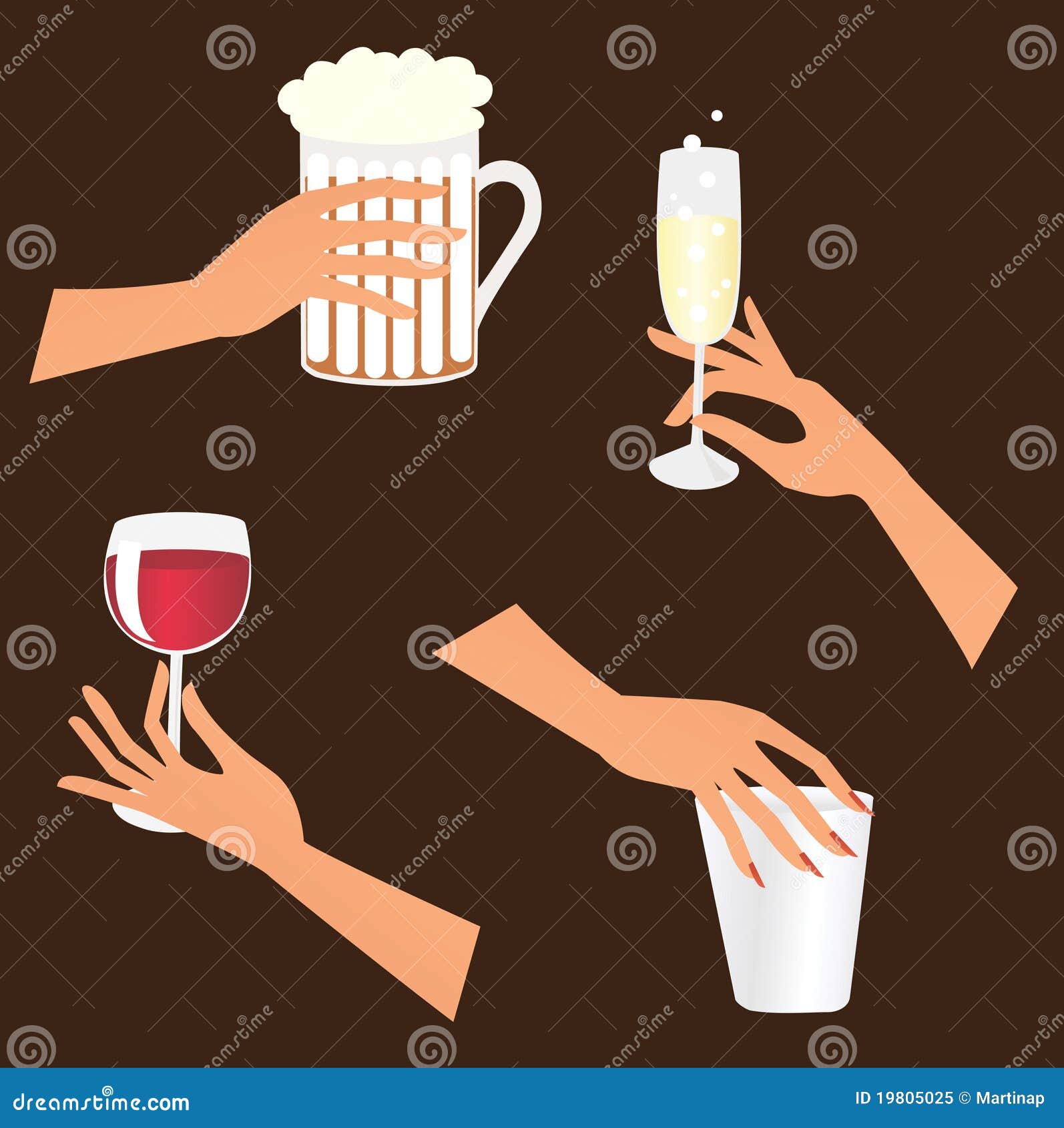 Conjunto De Manos Con Las Bebidas Ilustración del Vector - Ilustración ...
