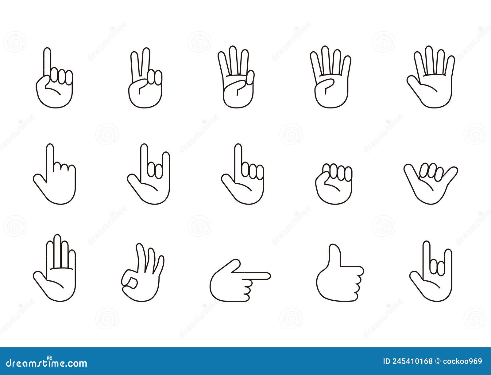 Conjunto De Manos En Diferentes Poses Stock de ilustración ...