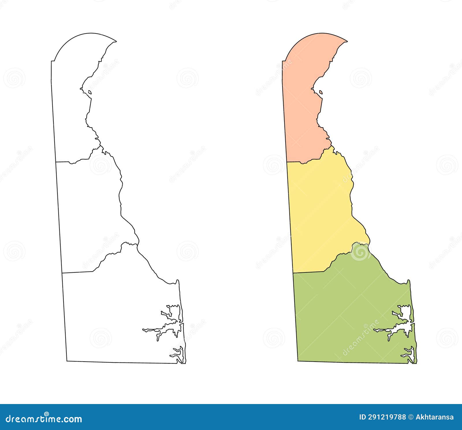 Conjunto De Mapas De Condado De Esquema De Estado De Delaware Stock de ...