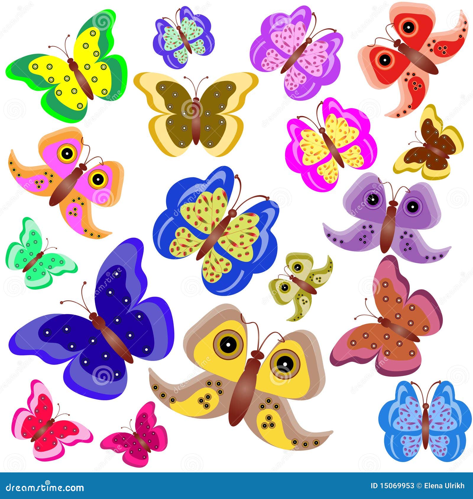 Conjunto De Mariposas Multicolores Ilustración del Vector - Ilustración ...