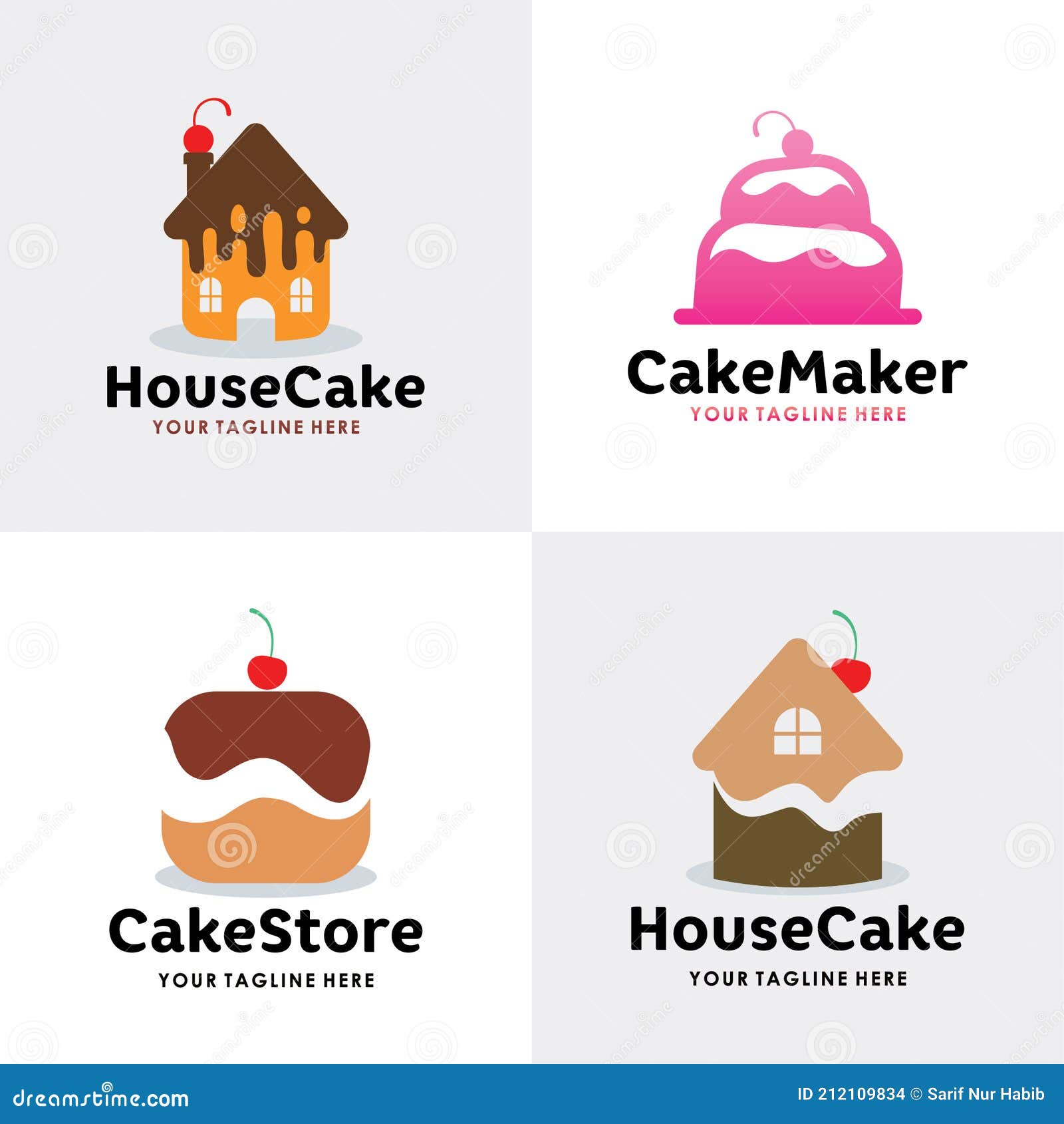 Conjunto De Modelos De Design Do Logo Do Bolo Ilustração do Vetor ...