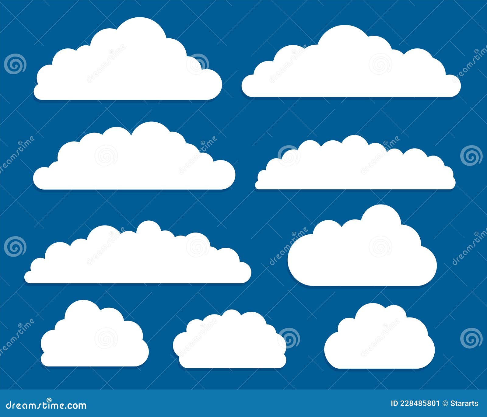 Conjunto De Nubes Blancas Planas Ilustración del Vector - Ilustración ...
