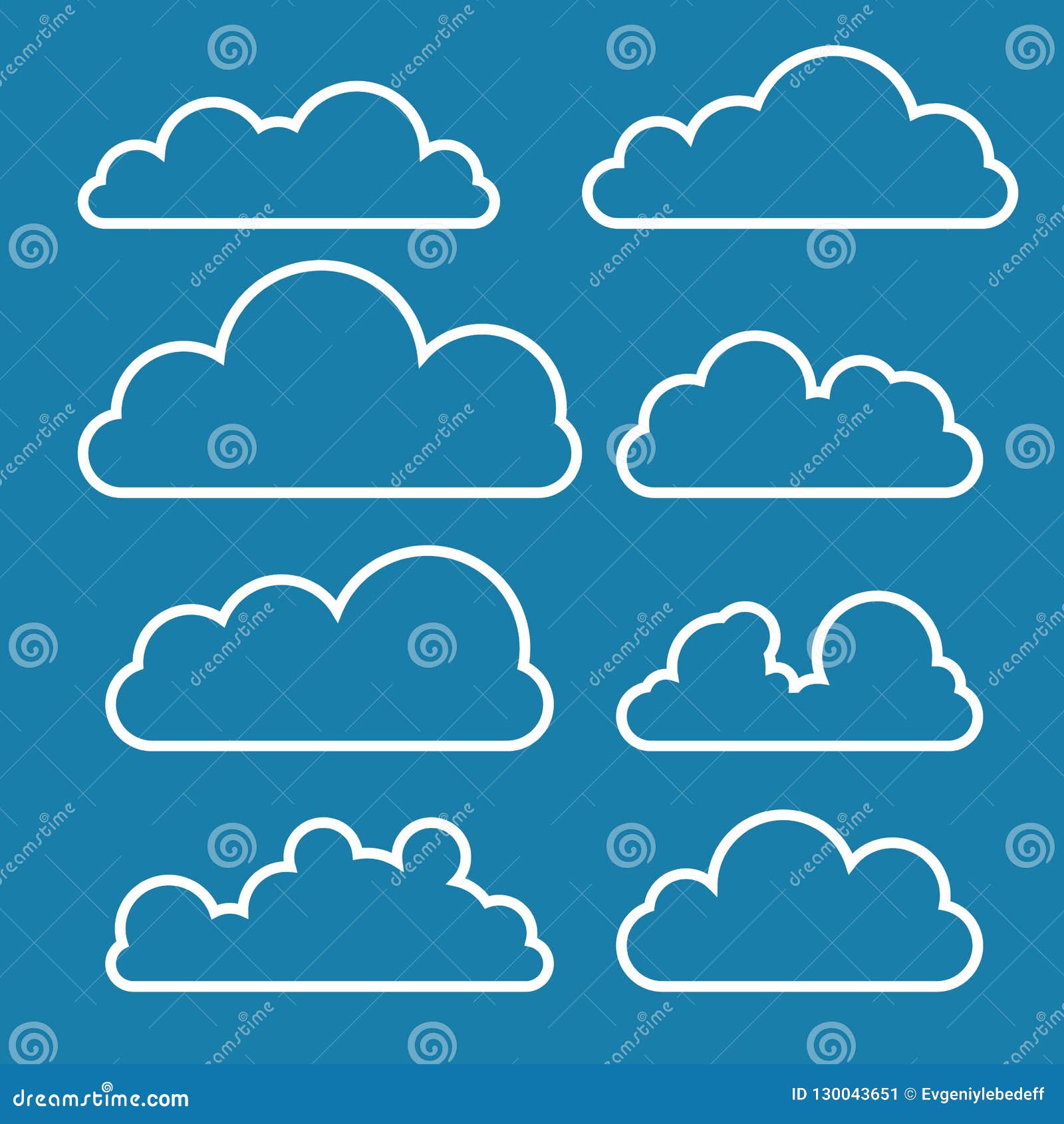 Conjunto De Nubes Varias Formas Contornos Stock de ilustración ...