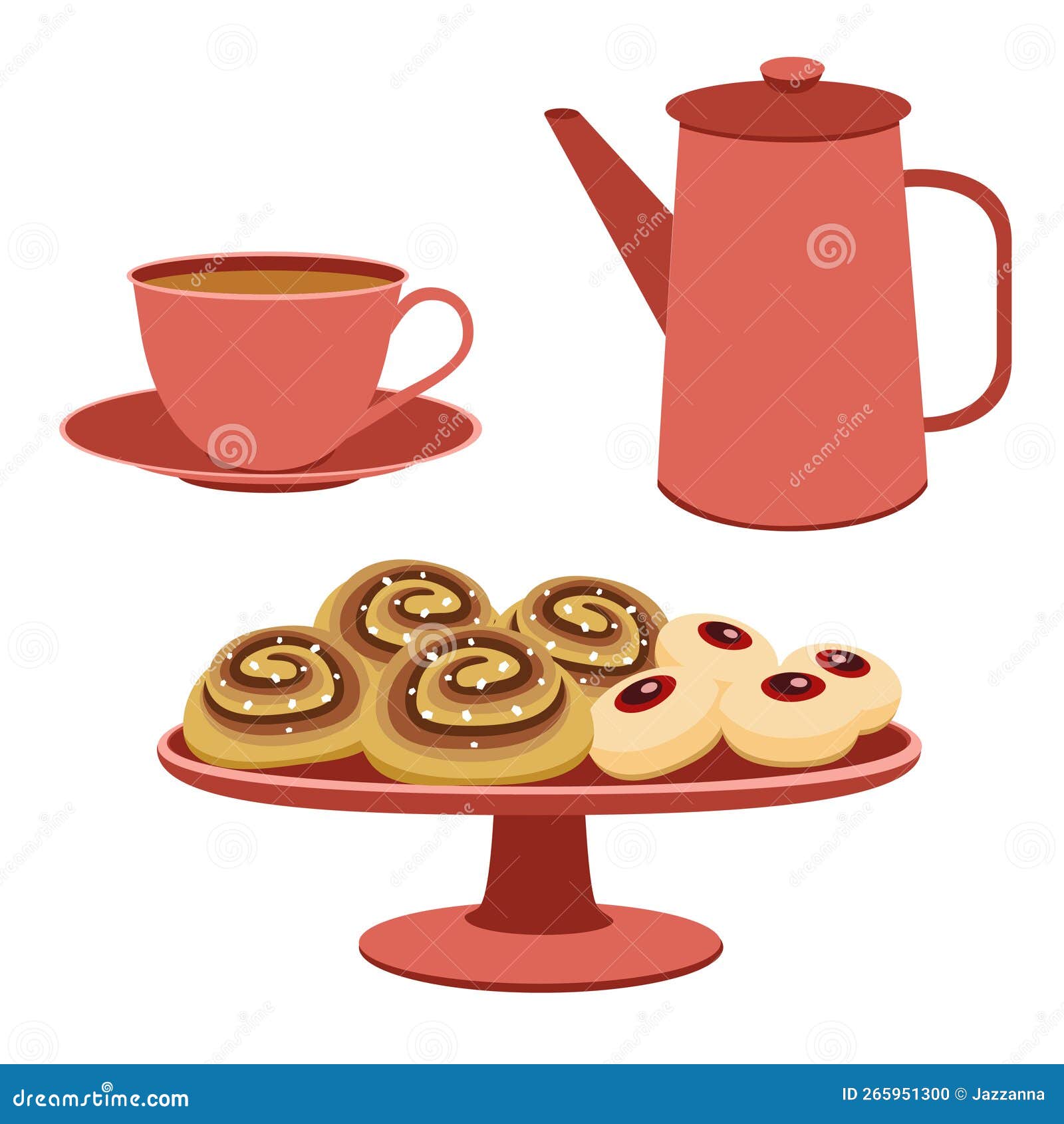 Conjunto de objetos cafe ilustração do vetor. Ilustração de isolado ...