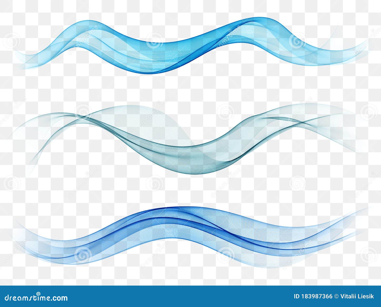 Conjunto De Ondas Azules Abstractas. Ilustración Vectorial Eps 10 ...