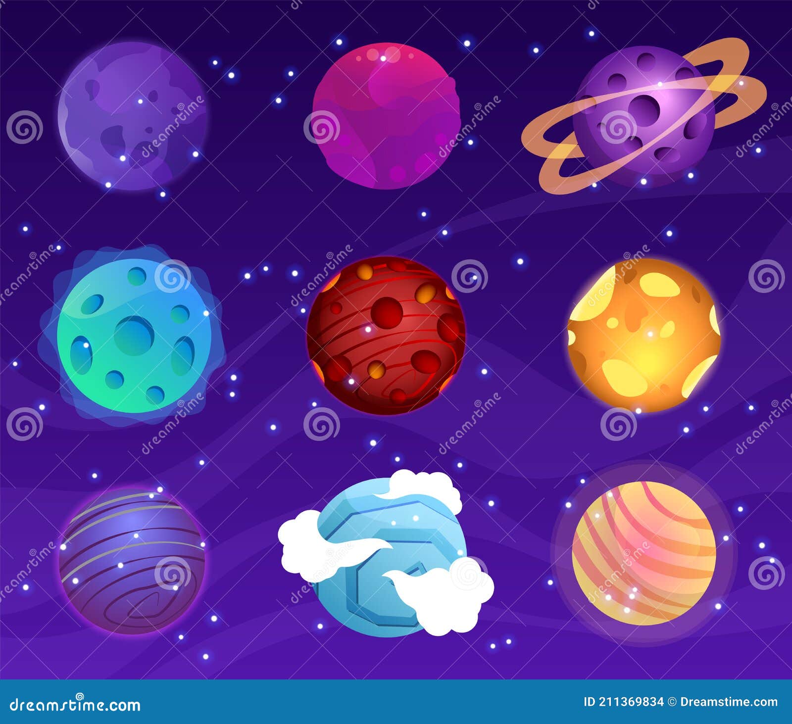 Conjunto De Planetas De Dibujos Animados Ilustración del Vector ... Conjunto De Planetas De Dibujos Animados Ilustración del Vector ...