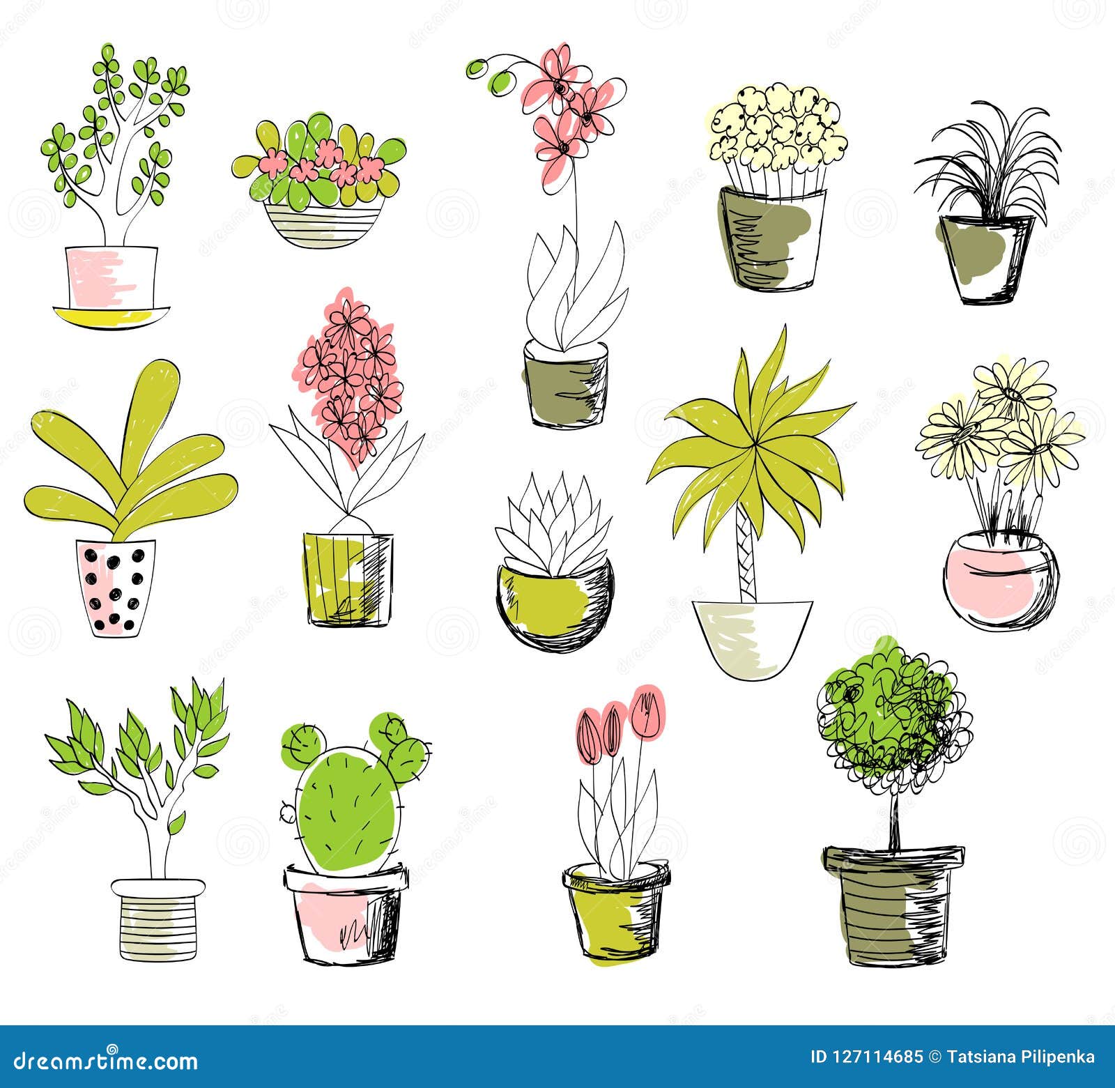 Conjunto de plantas ilustración del vector. Ilustración de floral ...