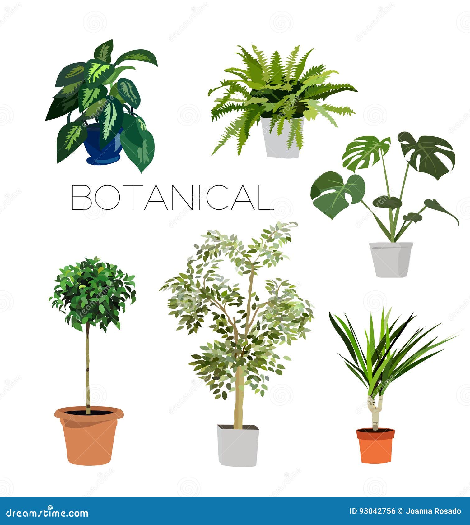 Conjunto de plantas ilustración del vector. Ilustración de casa - 93042756