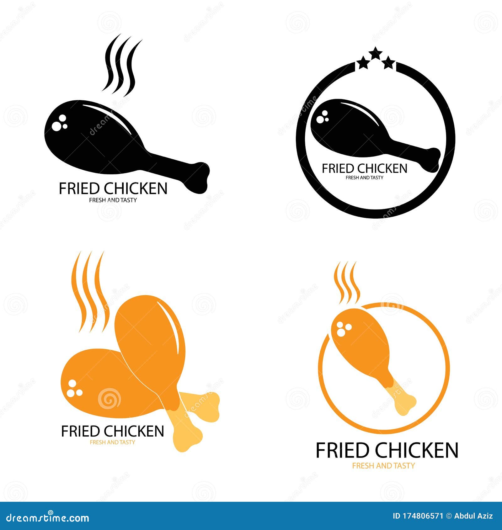Conjunto De Pollo Frito Logo Vector Ilustración del Vector ...