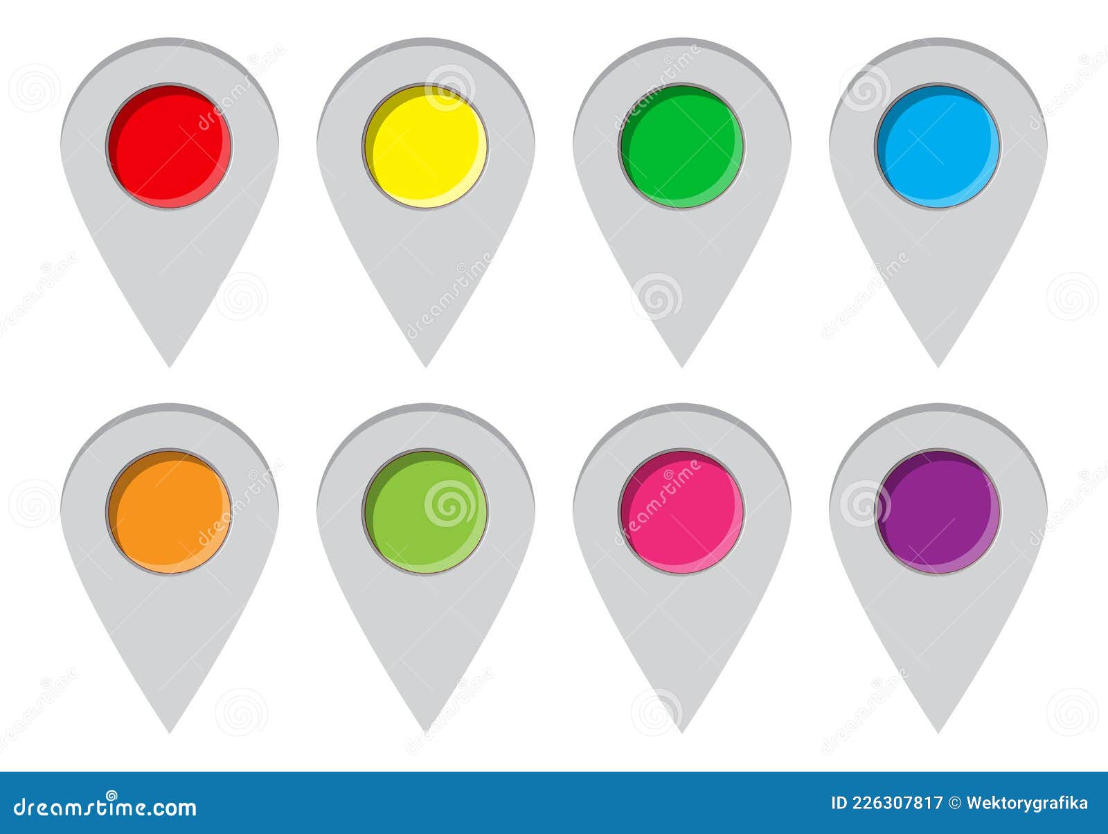 Conjunto De Ponteiros De Mapa Com Sombra Suave No Estilo Plano ...