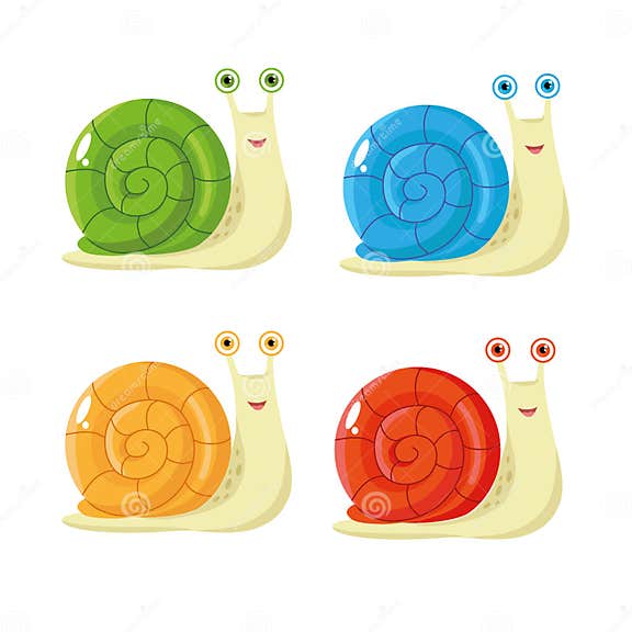 Conjunto De Preciosos Caracoles Sobre Fondo Blanco. Ilustración ... Conjunto De Preciosos Caracoles Sobre Fondo Blanco. Ilustración ...