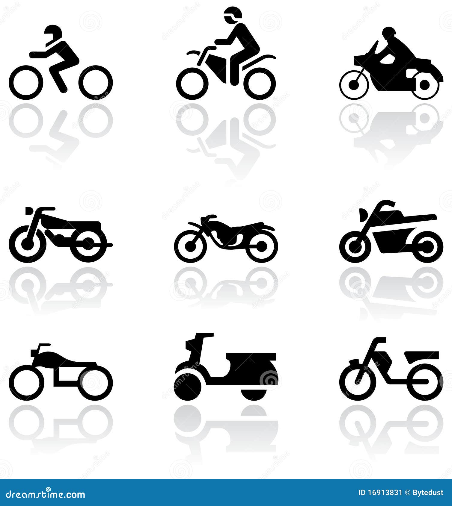 Conjunto De Símbolo De La Moto. Ilustración del Vector - Ilustración de ...