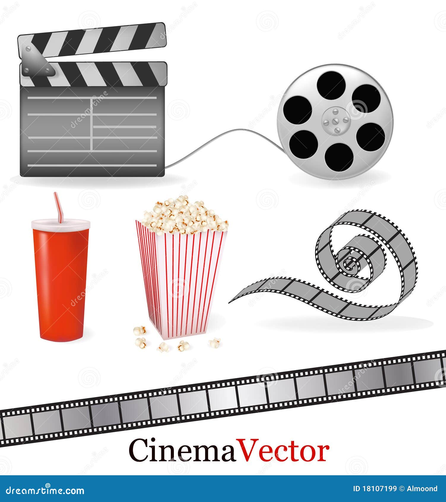 Conjunto De Símbolos Del Cine. Vector. Ilustración del Vector ...