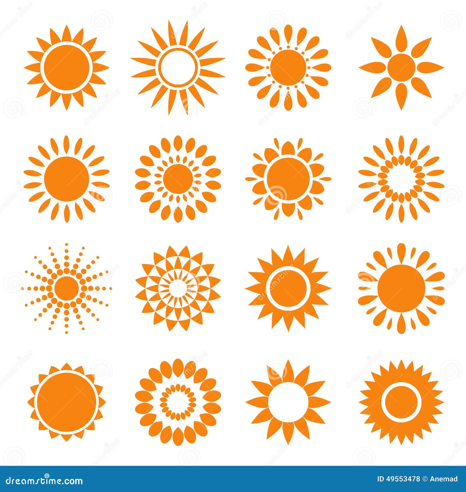 Conjunto De Símbolos Del Sol Ilustración del Vector - Ilustración de ...