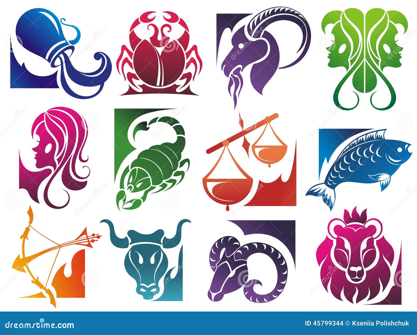 Conjunto De Símbolos Del Zodiaco Ilustración del Vector - Ilustración ...