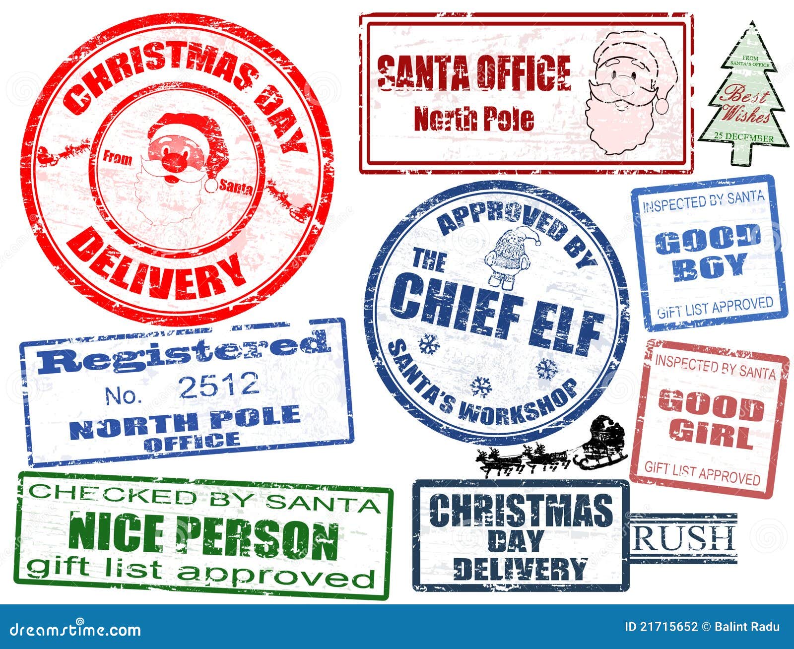 Conjunto De Sellos De La Navidad Ilustración del Vector - Ilustración ...