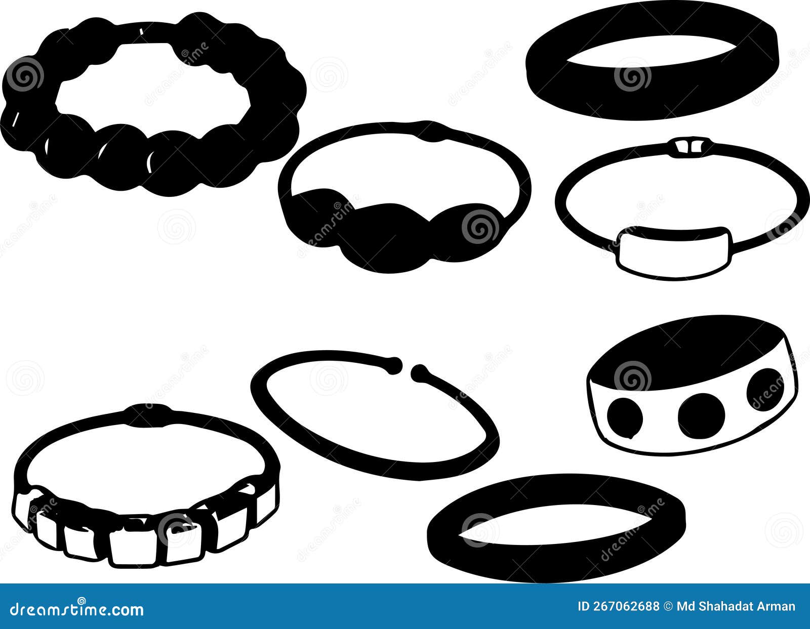 Conjunto De Silueta De Pulsera Ilustración del Vector - Ilustración de ...