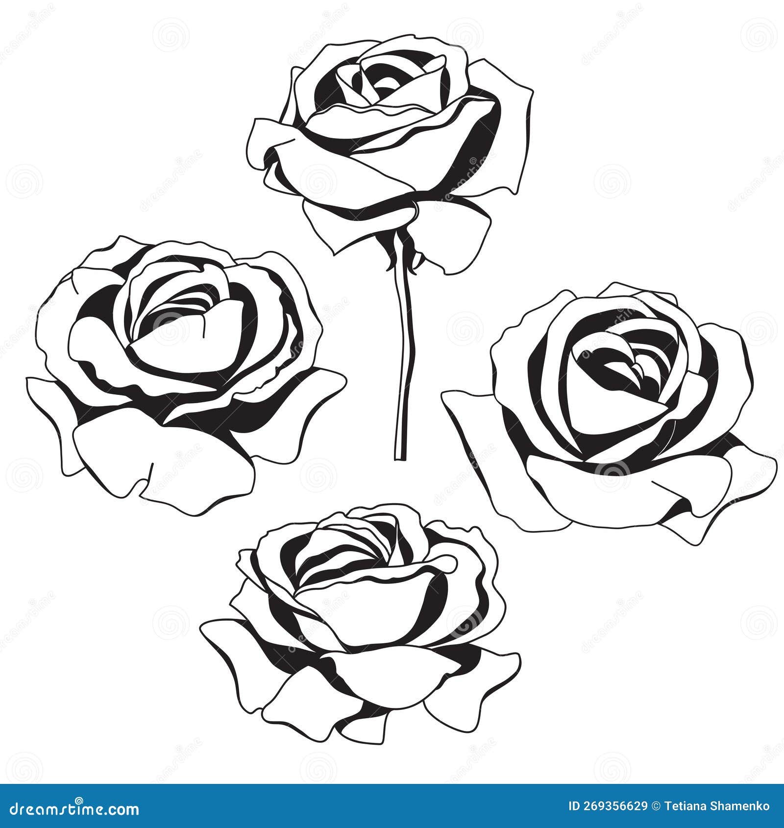 Conjunto De Silueta De Rosas. Ilustración del Vector - Ilustración de ...
