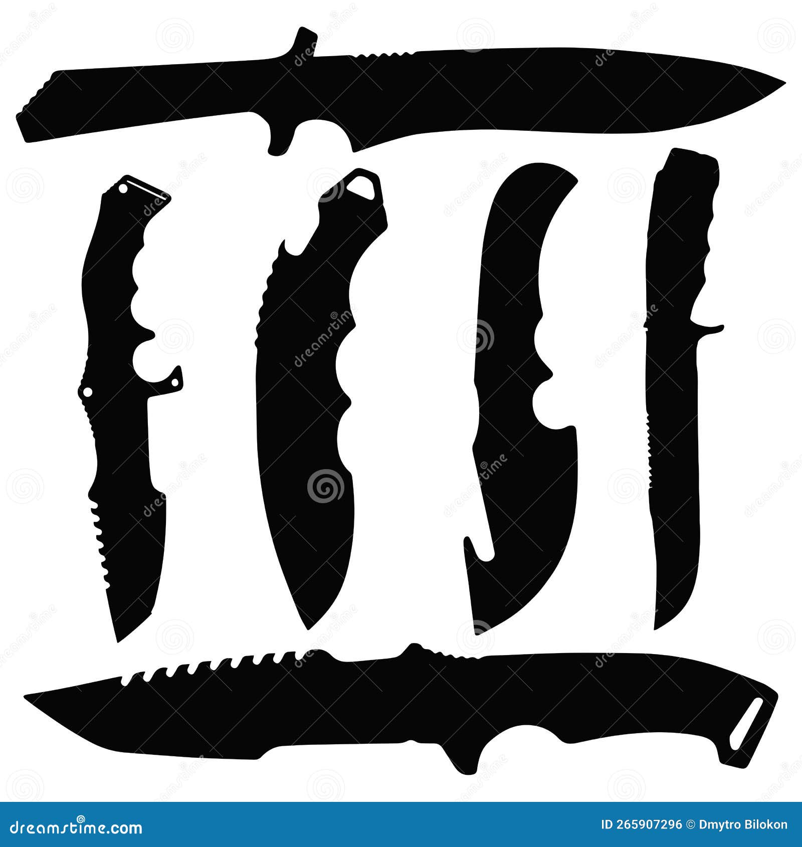 Conjunto De Siluetas De Cuchillo Conjunto De Iconos Caza Cuchillo Svg ...