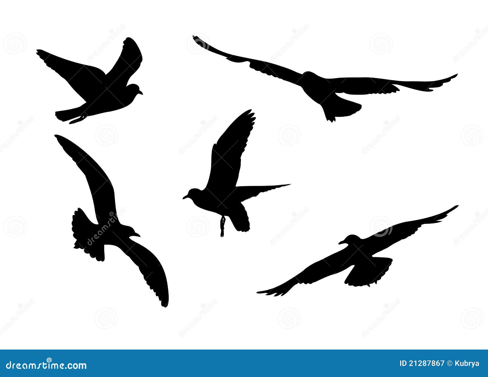 Conjunto De Siluetas De Gaviotas Ilustración del Vector - Ilustración ...