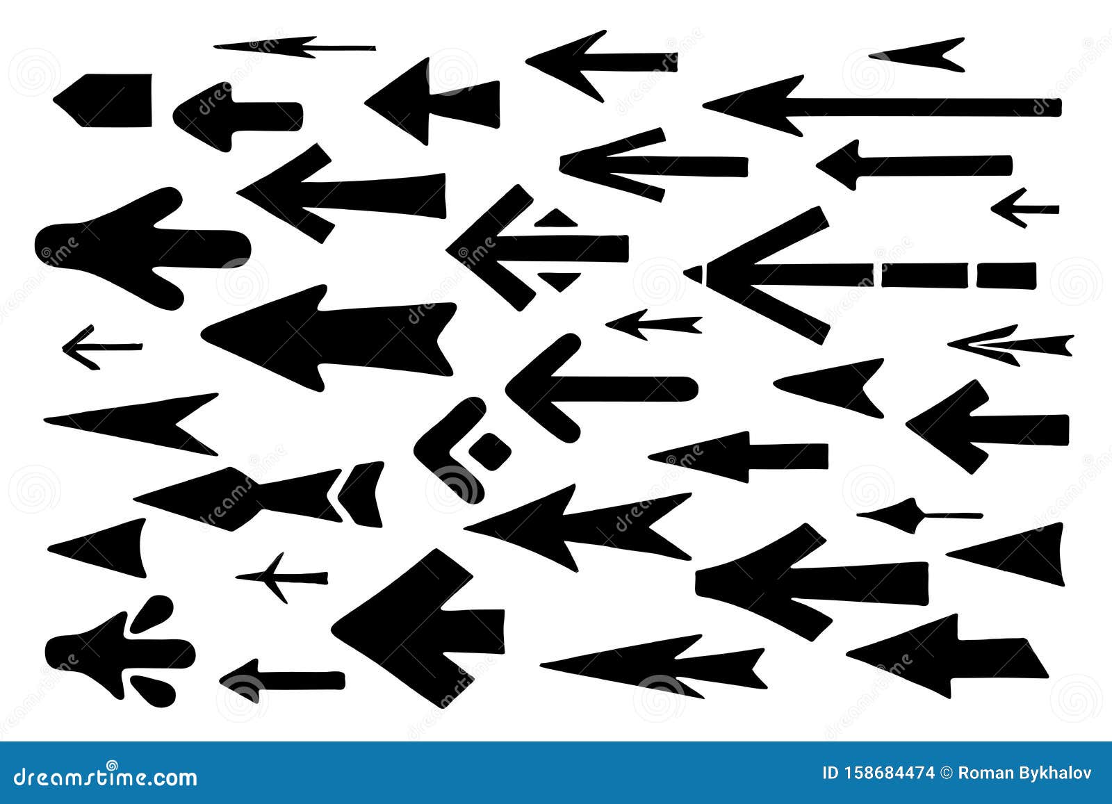 Conjunto De Siluetas De Flechas De Esbozo Ilustración del Vector ...