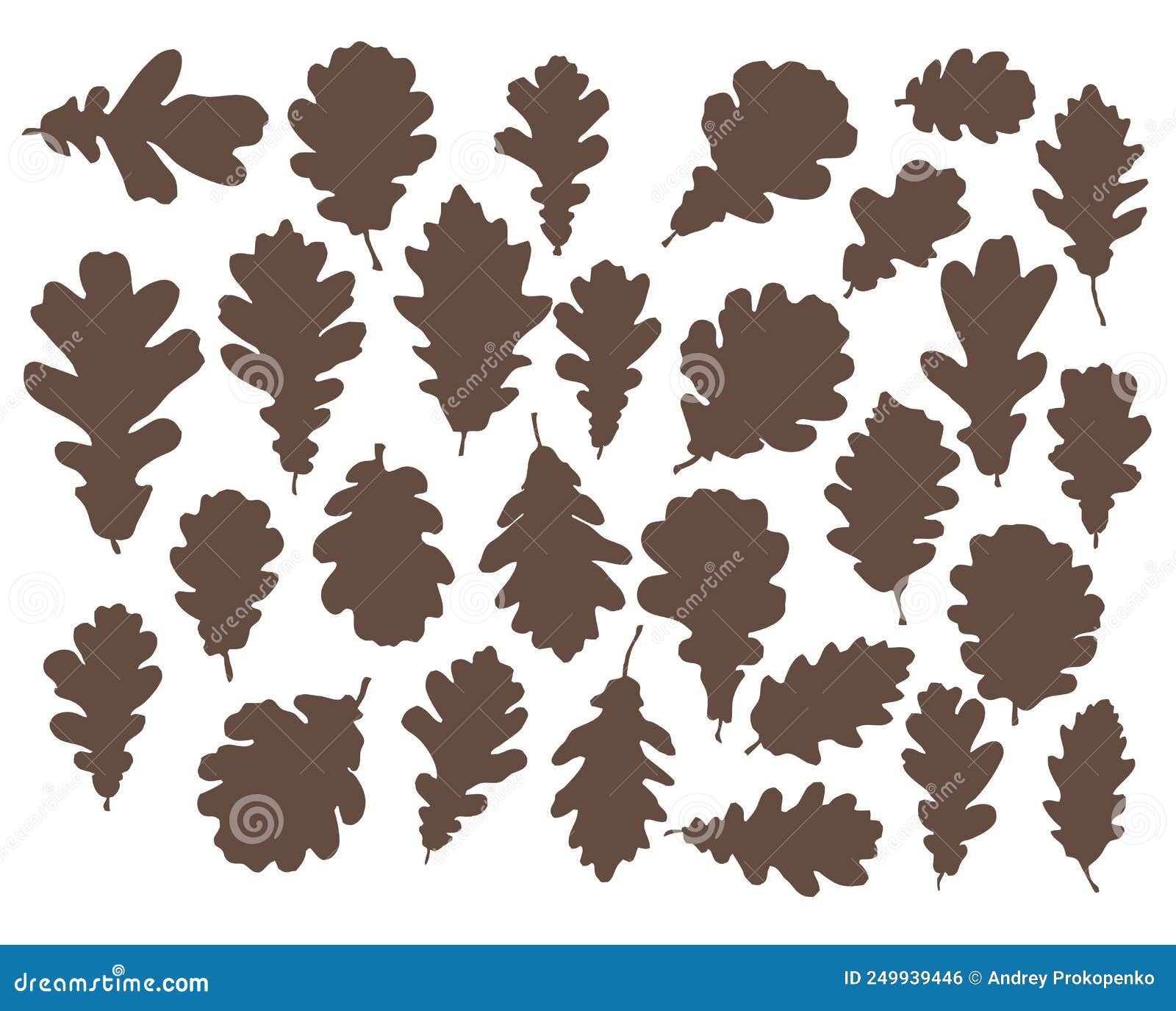 Conjunto De Siluetas De Hojas De Roble. Stock de ilustración ...