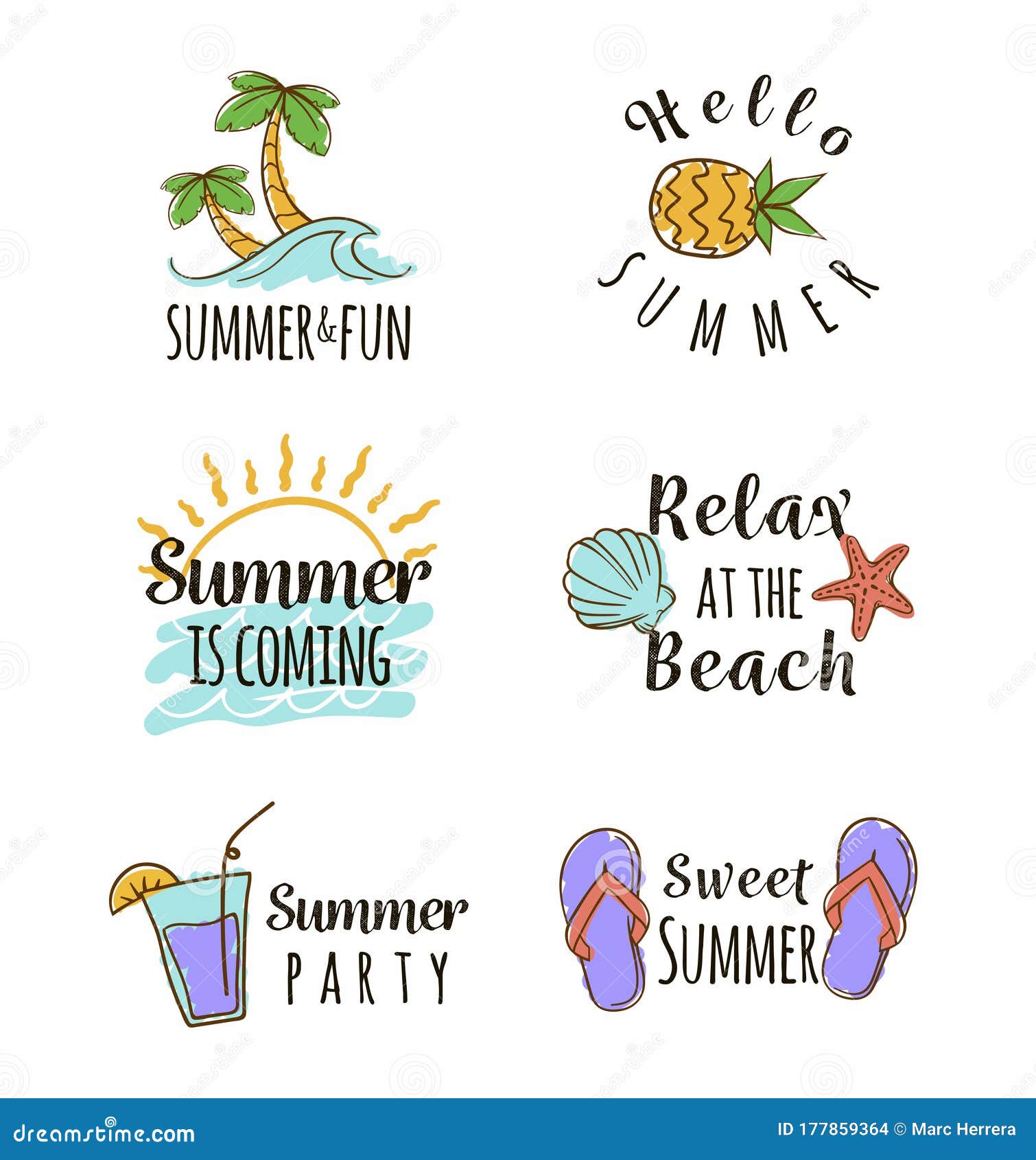 Conjunto De Stickers De Verano Ilustración del Vector - Ilustración de ...