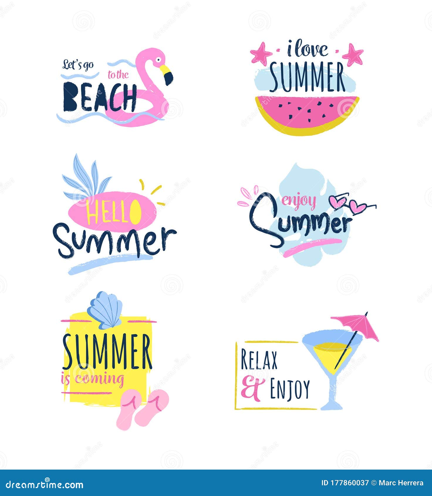 Conjunto De Stickers De Verano Stock de ilustración - Ilustración de ...