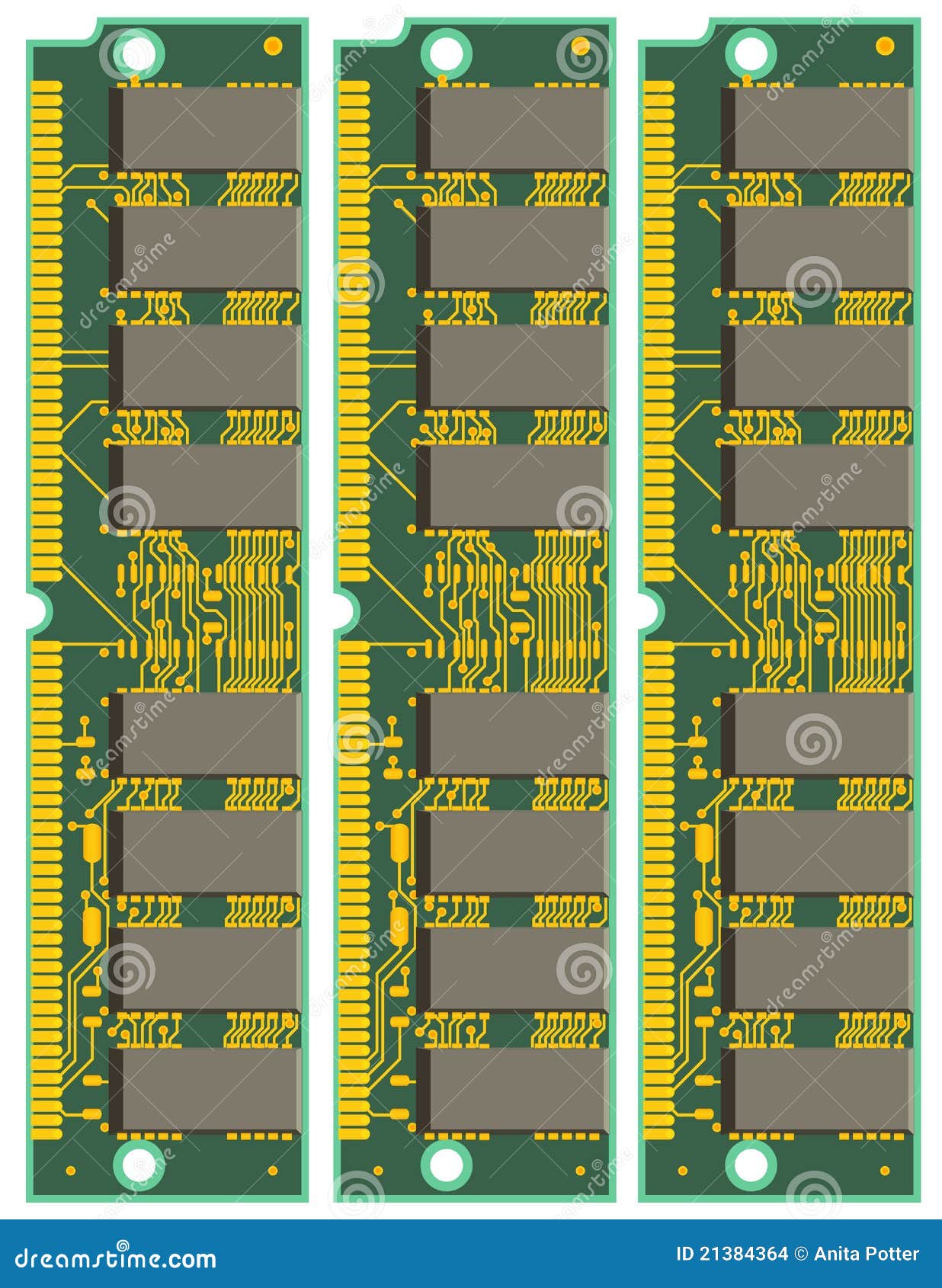 Conjunto De Tarjetas Del RAM Del Ordenador Ilustración del Vector ...