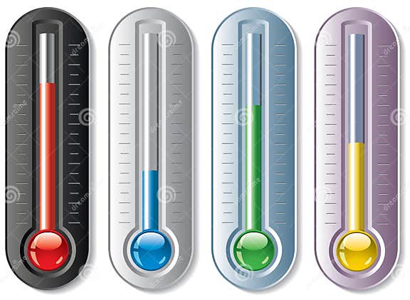 Conjunto de termómetros ilustración del vector. Ilustración de amarillo ...