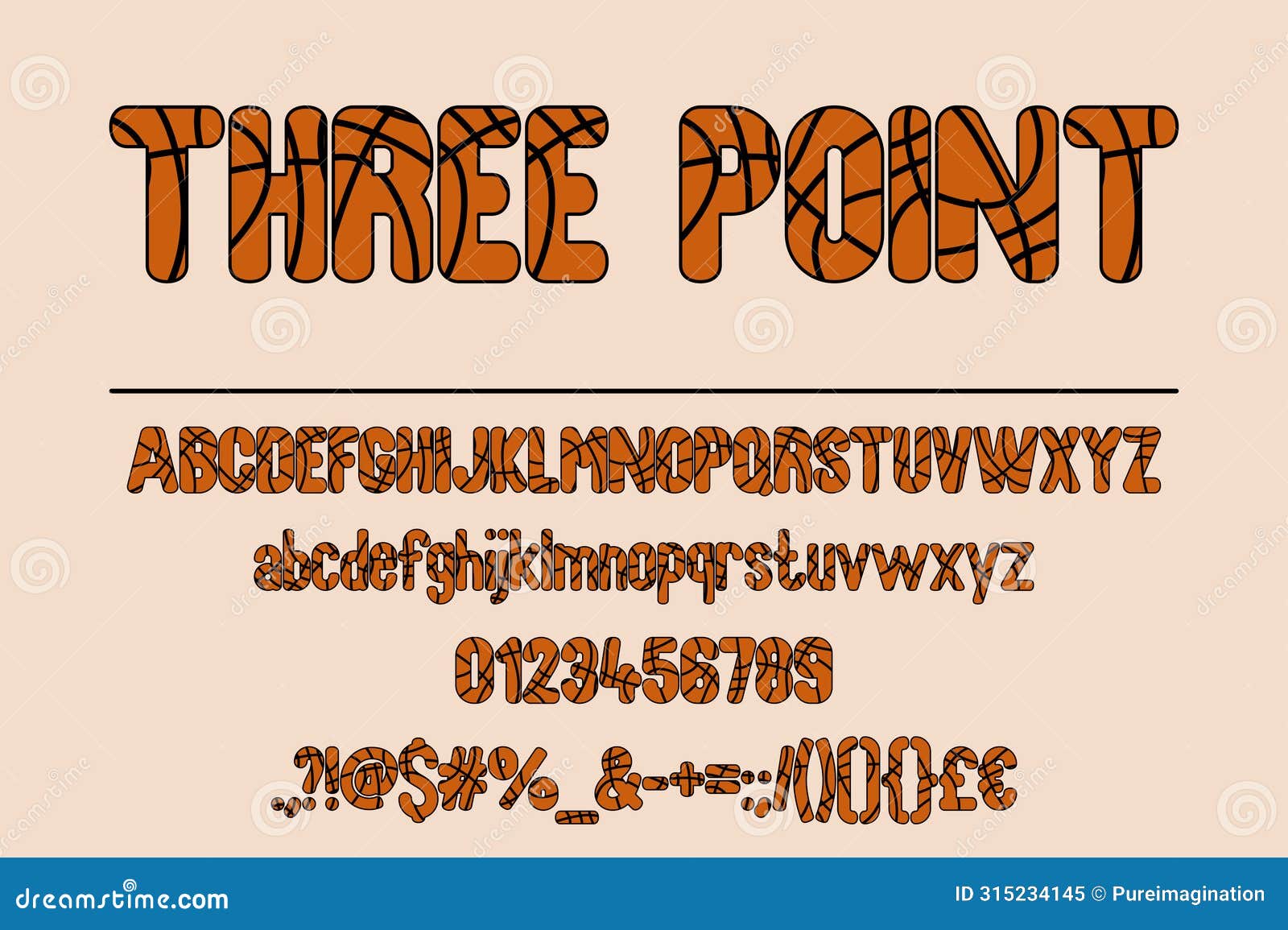 Conjunto De Tipos De Letra De Baloncesto De Tres Puntos Ilustración del ...