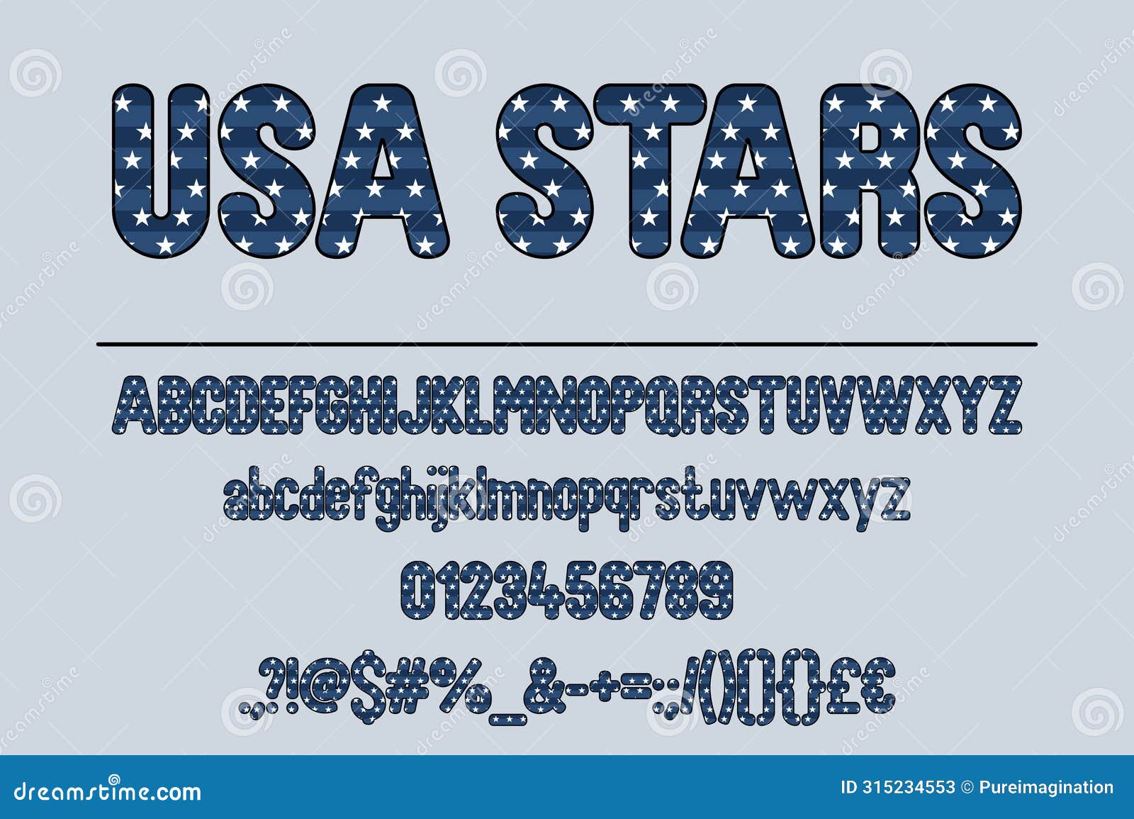 Conjunto De Tipos De Letra De Estrellas De Usa Ilustración del Vector ...