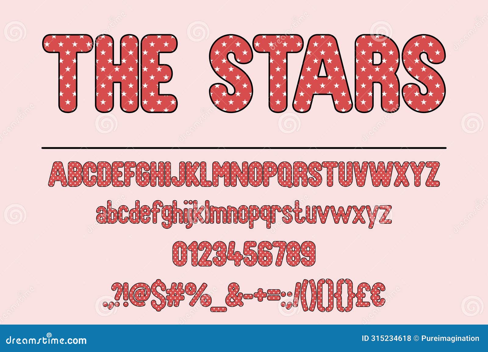 Conjunto De Tipos De Letra De Las Estrellas Ilustración del Vector ...